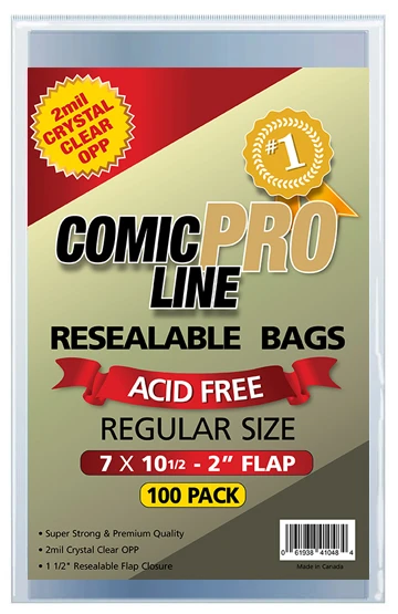 Regular Size Resealable - 7" x 10 1/2" with 2" flap Comic Bags– Thunder ...
